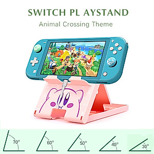 Busjoy Stand for Nintendo Switch, Switch OLED, Switch Lite, Steam Deck, Cute Kawaii Angle Adjustable Switch Holder, Portable Foldable Non-Slip Bracket-Pink