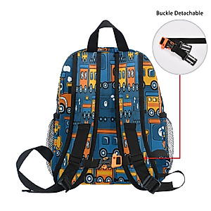 Funny Steam Train Toddler Backpack for Boy's/Girl's Cute Children Kindergarten School Book Bag with Chest Strap Cartoon Train