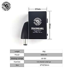 Dragonhawk Wireless Tattoo Battery Power Supply Lightweight Small Lcd Display Screen for Tattoo Pen Machine (DC)
