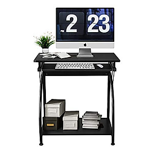 ADTEST , Gaming Table with Movable Keyboard Tray& CPU Holder, Workstation Made of P2 Environmental Material, Black