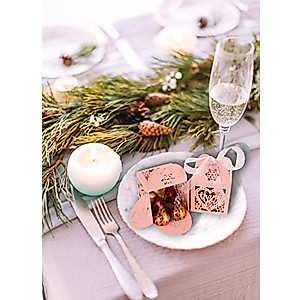 Elephant-package 25 Pcs Laser Cut Boxes (Pink), Bridal Shower Favor Boxes with Ribbon, Thank You Lace Candy Boxes, Party Favor, Wedding, Anniversary.