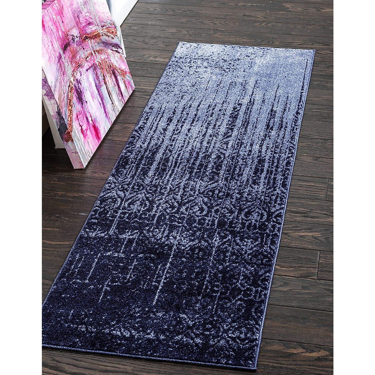 Unique Loom Del Mar Collection Area Rug - Jennifer (2' x 6' 1" Runner, Blue/ Navy Blue)