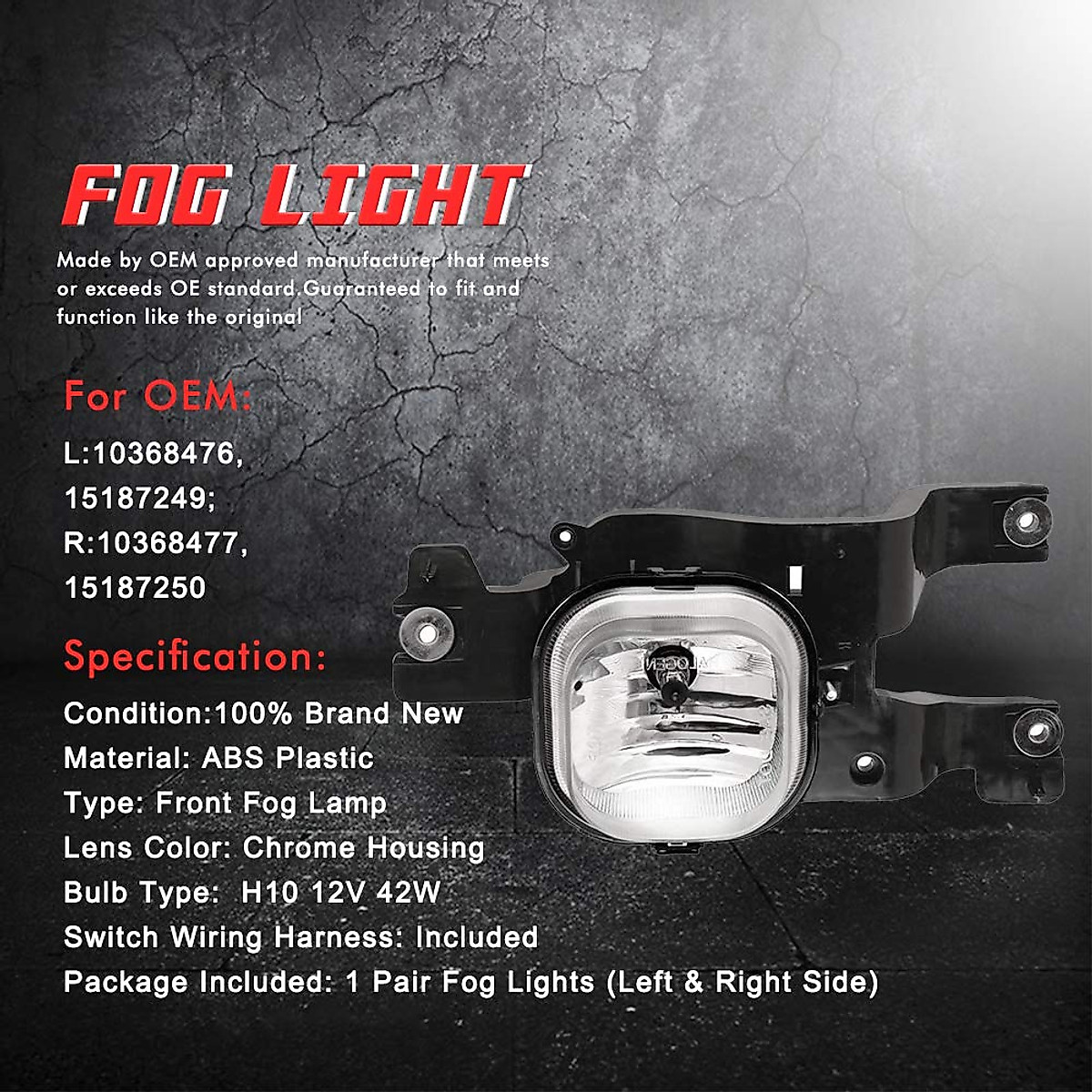Driving Fog Lights Lamps Replacement for 2008 2009 2010 Ford F250 350 450 Super Duty with H10 12V 42W Halogen Bulbs & Wiring Harness Kit (Clear Lens)