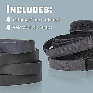 Couch Clamp PRO Non-Slip Sectional Connectors with Hook-and-Loop Cinch Clips for Sliding Sofas - Prevents Floor Scratches and Big Gaps in Your Couch with Easy Install No Tools Required (4 Pack)