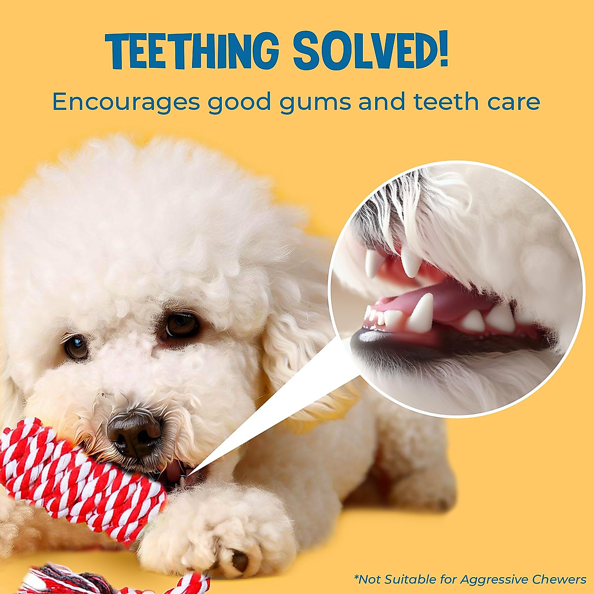 SunGrow, 5-Pack Ferret Rope Chew Teething Toys, Puppy Chew Toys & Accessories for Cage, Machine-Washable Durable Cotton Knotted Rope Dog Tug Toys for Small to Medium Breeds, 3” - 19”