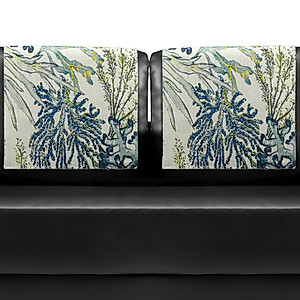 Breling Green Print Linen Elastic Recliner Chair Headrest Covers with Water Resistant Feature (2 Pieces)