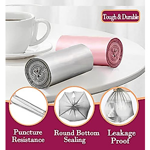 4 Gallon/180pcs Small Silver Grey Trash Bags Strong Grey Garbage Bags, Bathroom Trash Can Bin Liners, Plastic Bags for Office, Waste Basket Liner, Fit 12-15 Liter, 3,3.5,4,4.5 Gal（Silver Grey 180）