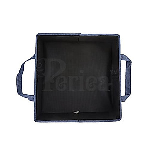 Periea 'Liv' Storage Bins Containers Cubes Boxes with Lids for Organizing Foldable Folding (Blue)