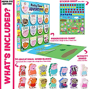 Potty Time Adventures Potty Training Chart by Lil ADVENTS - Peppa Pig with 14 Wood Block Toy Prizes - Potty Training Advent Game - Wooden Block Toys, Reward Chart, Activity Board & Stickers