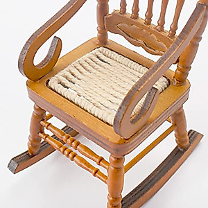 2 Pcs Miniature Rocking Chairs Handmade Mini Wooden Model Chair for Mini House Accessories Furniture Decoration