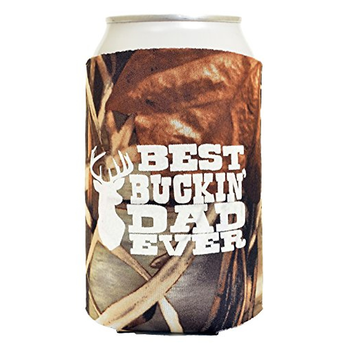 Funny Beer Coolie Best Buckin' Dad 2 Pack Can Drink Coolers Coolies Tree Camo Max 4