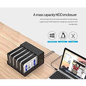 ORICO 5 Bay Docking with Clone USB 3.0 to SATA External Hard Drive 5 Bay Docking Station with Duplicator Offline Clone Function for 2.5 or 3.5in HDD/SSD Max Support 5X 16TB [6558US3-C]