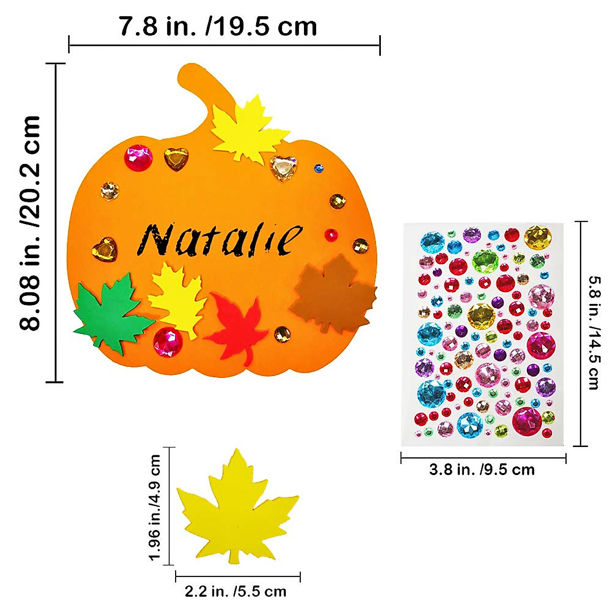 Supla 30 Kits Foam Halloween Pumpkin Decorations DIY Pumpkin Craft Kits Assorted Foam Pumpkin Shapes with Fall Maple Leaves Rhinestone Stickers for Kids Crafts Fall Thanksgiving Halloween Decoration
