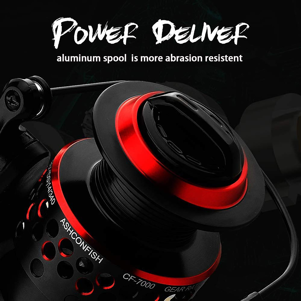 Ashconfish Spinning Reel, Saltwater Spinning Fishing Reels, Freshwater Fishing Reel, Ultra Lightweight Body, 8 Stainless Steel BB, 5.0:1 Gear Ratio, Max 17.6lbs Drag, Come with 109Yards Braided Line