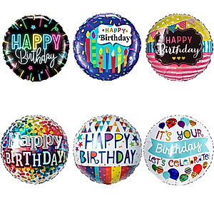 30 Pieces 18 Inch Happy Birthday Floating Foil Balloons Round Shape Foil Mylar Balloons Color Balloon for Birthday Party Decoration