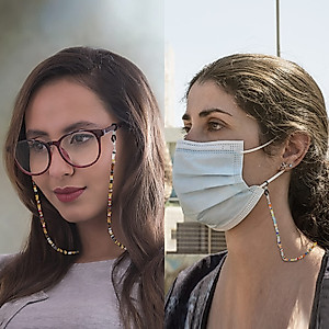 HALUNHL 6PCS Eyeglasses Chains For Women,Womens Beads Eyeglass Necklace，Eyeglass Chains，Pearl Eyeglass Chains