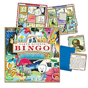 eeBoo: Natural Science Bingo Game, for 2 to 4 Players, Learn Science Facts as You Play, for Ages 5 and up, Includes Cloth Bag for Holding Tiles