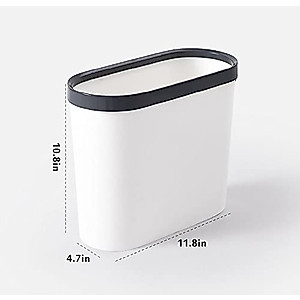 HPDEAR Plastic Wastebasket, Rectangular Slim Trash Can, Narrow Trash Bin, Garbage Can for Bedroom Bathroom Kitchen (Black)
