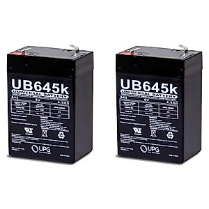 Universal Power Group 6 Volt 4AH Rechargeable Sealed Lead Acid SLA Battery 6 Volt 4Amp - 2 Pack