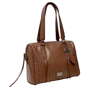 Harley-Davidson Women's Western Tan Buffalo Leather Satchel Purse - Brown