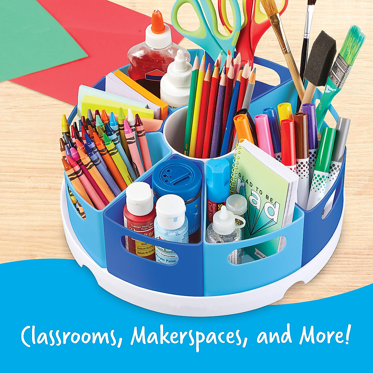 Learning Resources Create-a-Space Storage Center - Blue, Homeschool Storage, Fits 3oz Hand Sanitizer Bottles, Classroom Craft Keeper, 10 Piece Set