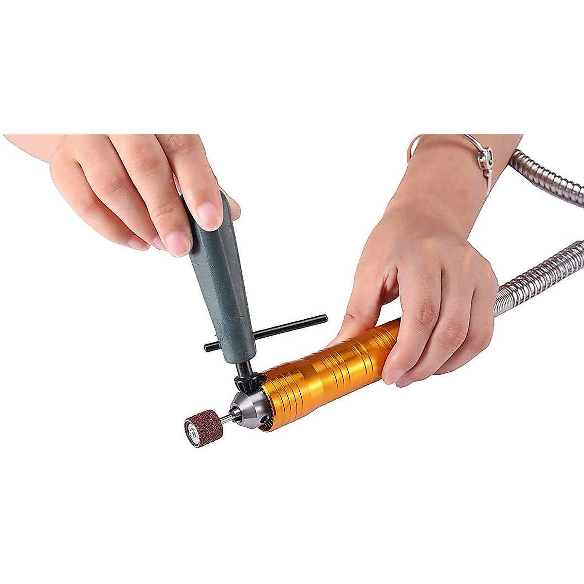 VOTOER 380W Rotary Tool Flex Shaft Hanging Grinder Machine Carver Electric Multi-function Metalworking Tools Repair Kit, Foot Pedal Control, Metal Flexible Shaft, 23000 RPM