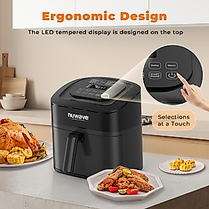 Nuwave Brio 7-in-1 Air Fryer Oven, 7.25-Qt with One-Touch Digital Controls, 50°- 400°F Temperature Controls in 5° Increments, Linear Thermal (Linear T) for Perfect Results, Black