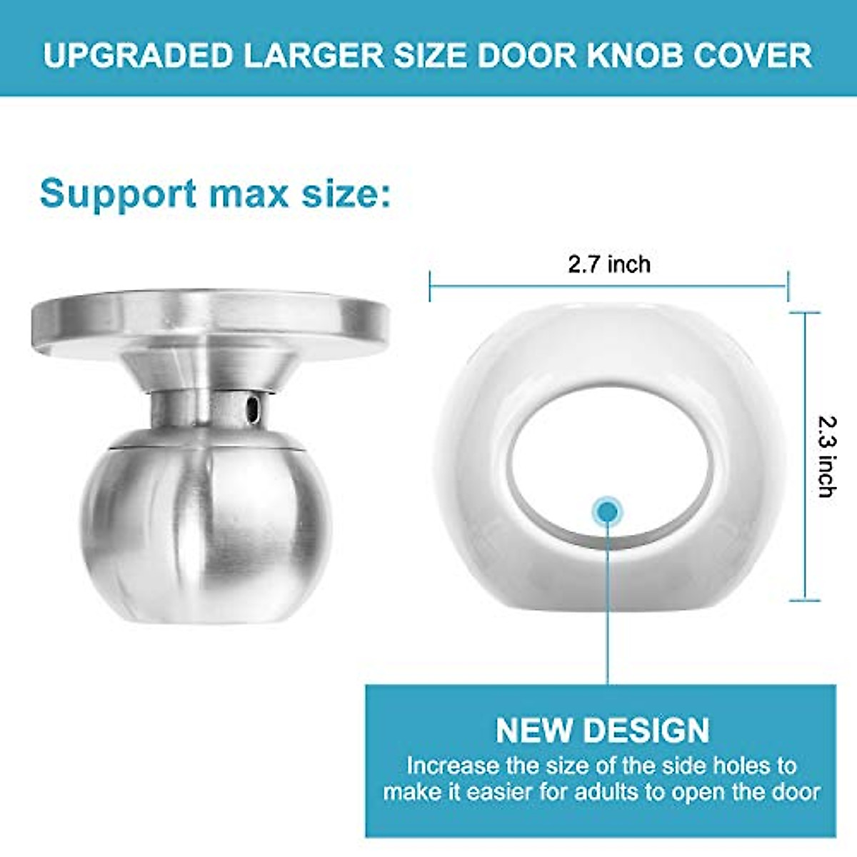 Door Knob Safety Cover for Kids (4 Pack) New Shape & Structure Design Child Door Knob Covers Prevent Children from Opening Doors Baby Safety Door Knob Locks Fit Most Knobs