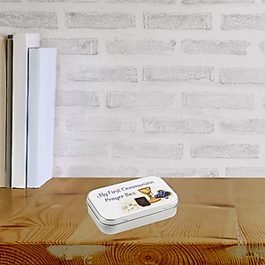 Needzo First Communion Keepsake Box with Prayer Cards, Note Paper, Pencil and Collectible Tin Holder, Inspirational Religious Gift Set for Boys and Girls, 4 inches white