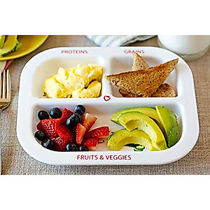 Health Beet Portion Plate for Kids, Toddlers - Rectangle Kids Plate with Dividers and Nutrition Portions for Healthy Eating Habits (Single Plate)