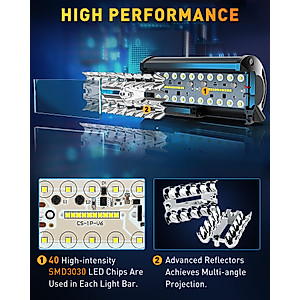 NAOEVO 7 Inch LED Light Bar, LED Off Road/Fog/Driving Lights LED Pods with Spot Flood Combo, LED Work Lights for Truck Boat UTV ATV, 2-Pack (White)