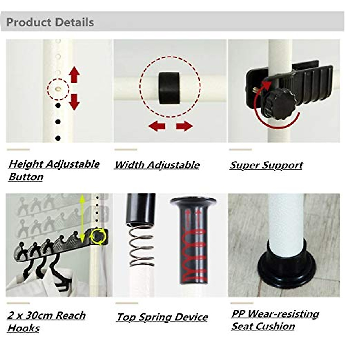 Estink Garment Hanger,4 Poles Adjustable Home Garment Hanger and Clothes Rack for Simple Closet Wardrobe