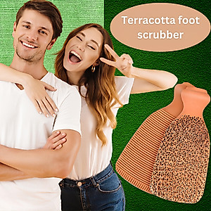 Pumice Stone for Feet Callus Remover, Foot Stone Pumice & Foot Dry Skin Remover Tool, Terracotta Pumus Foot Scrubber for Cracked Heels and Toes, Pumice Stone with Handle, Pumice Stone Shower