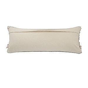 LR Home Tufted Farmhouse Throw Pillow, 14" x 36", Gray/Ivory
