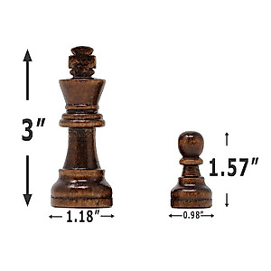 DA VINCI Staunton Wood Chess Pieces 32 Chessmen and Storage Bag (3 Inch King)