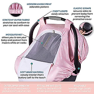 Car Seat Covers for Babies Girls Car Seat Canopy Stroller Cover for Spring Autumn Winter Car Seat Cover Infant Girl Babies Stretchy and Kick Proof with Net Multi Use Soft & Breathable