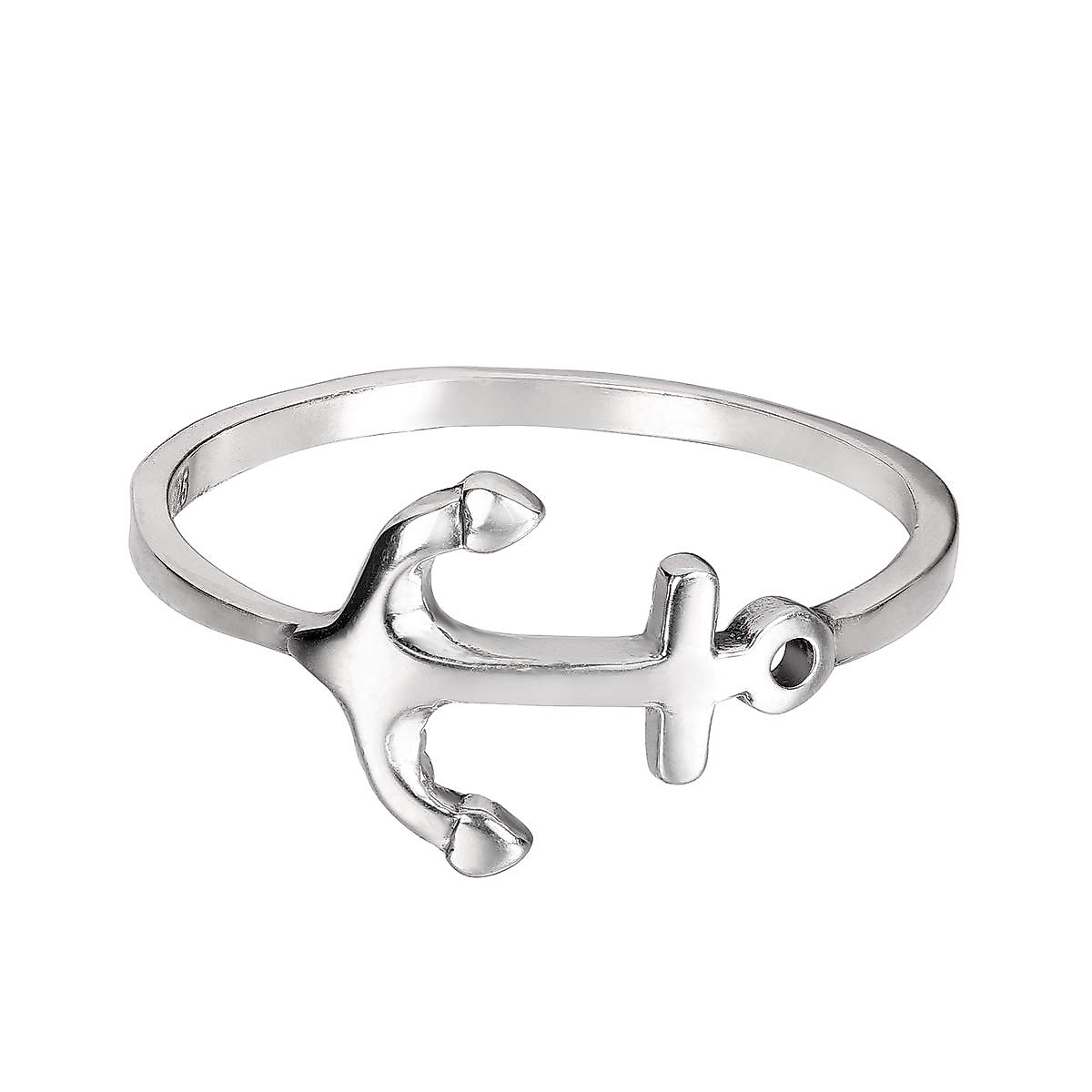 CloseoutWarehouse 925 Sterling Silver Anchor Ring Size 9
