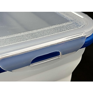 Aura Global Collapsible Silicone Food Storage Containers - Rectangular Set of 4 with Airtight Snap-Down Plastic Lids - Microwave, Dishwasher, Freezer Safe