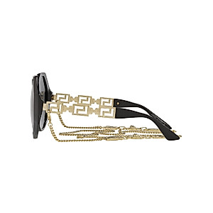 Versace VE 4395 534587 Black Plastic Square Sunglasses Grey Lens