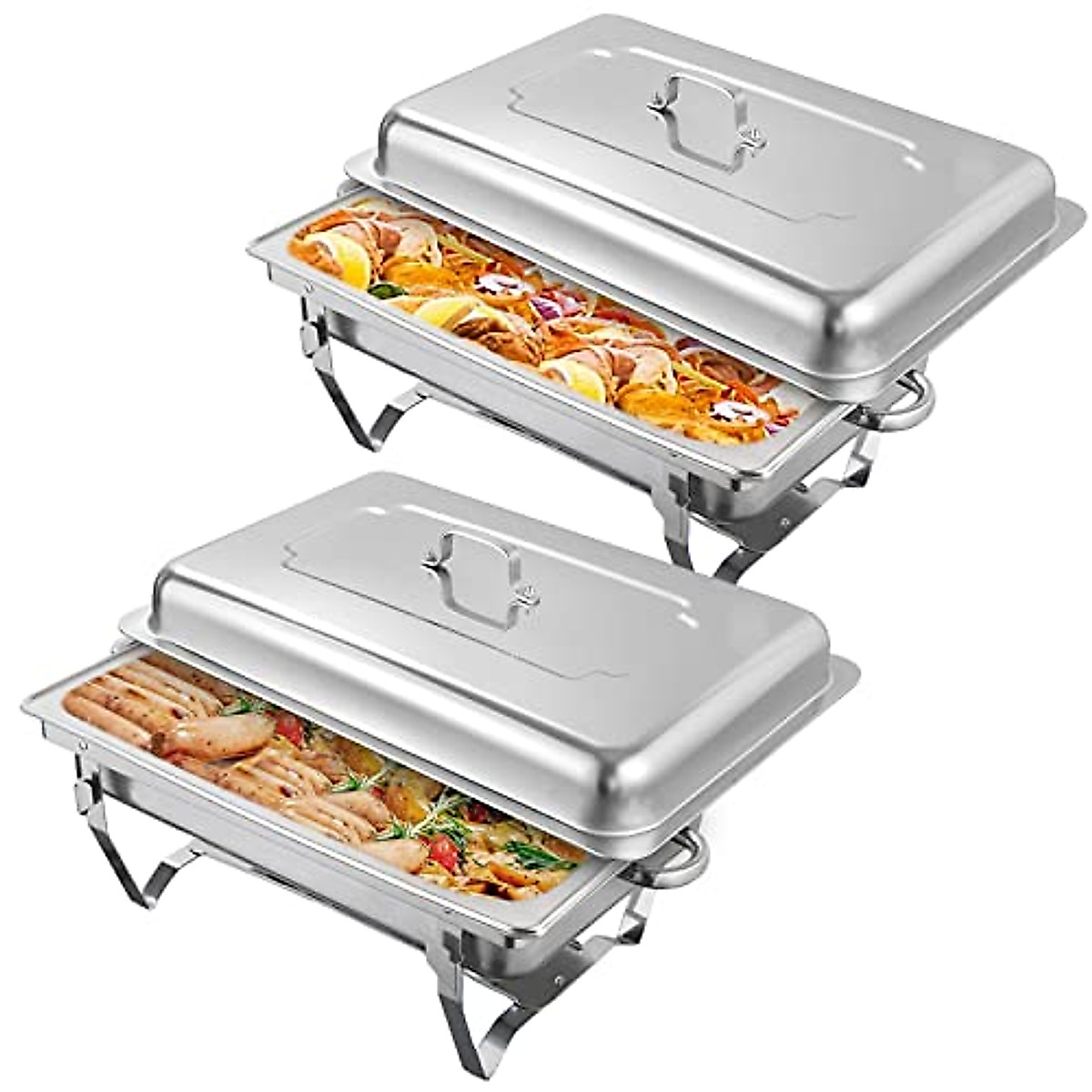 Naviocean Chafing Dish Buffet Set Chafers and Buffet Food Warmers for Parties 8 QT Chafing Servers Dish Stainless Steel Food Catering Chafers for Catering Event Buffet Banquet (2 Packs)