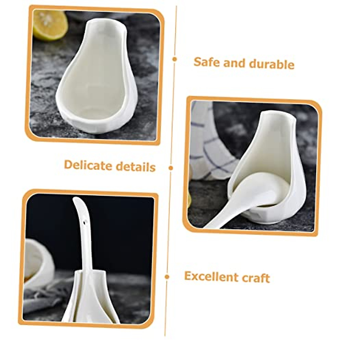 Zerodeko 1 Set spoon holder set spatula holder spoon and scoop holder kit hot pot convenient spoon holder utensil drip catcher decorative soup spoon small spoon ceramics delicate white