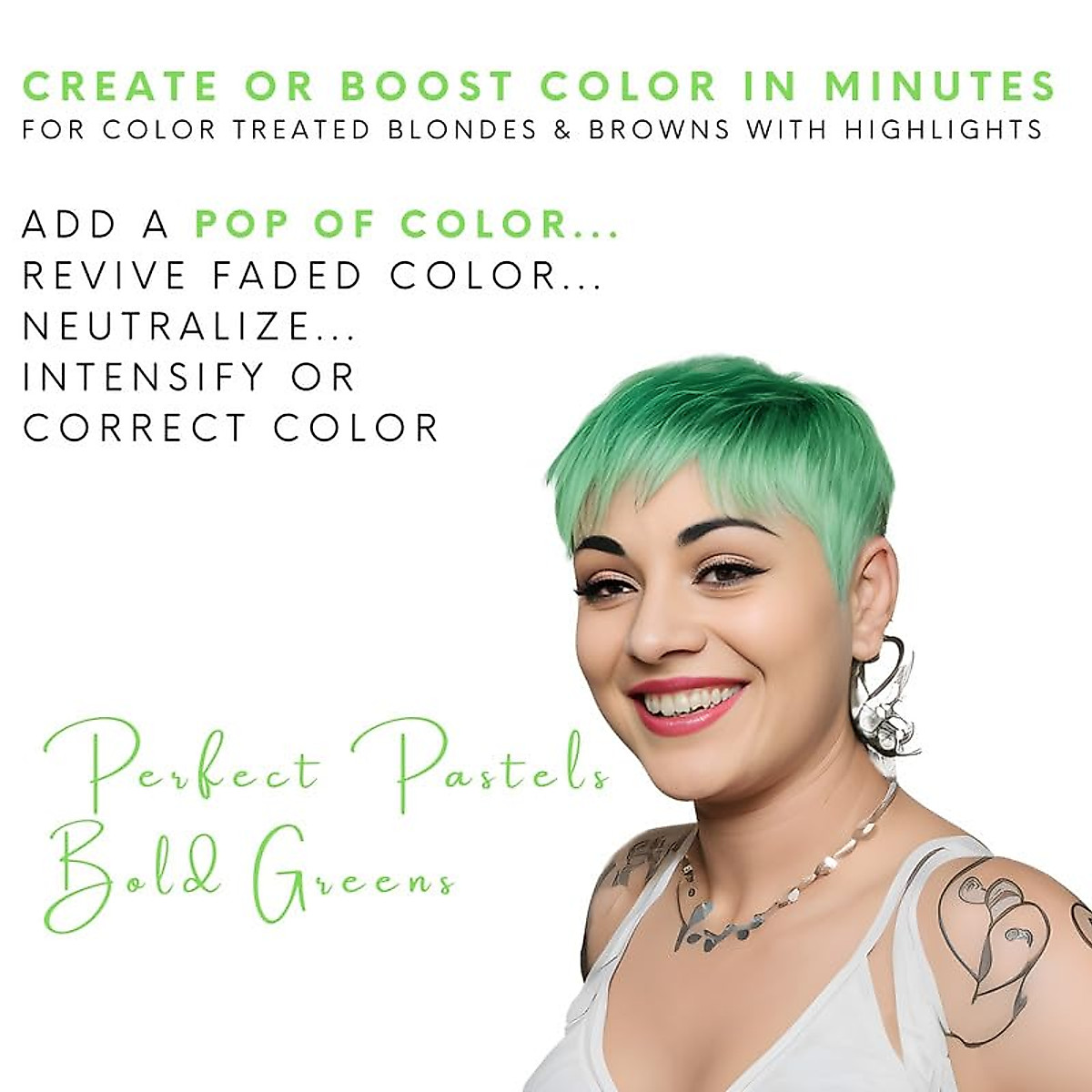 Watercolors INTENSE Semi Permanet Color Depositing Shampoo. Sulfate & Paraben Free to Maintain & Enhance Hair Color 8 fl oz - GREEN