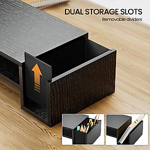 AMERIERGO Monitor Stand Desk Organization with DIY Storage Space, Monitor Riser Stand with Storage with 2 Slots & Phone Holder, Computer Stand 2 Tier for Home Office Use
