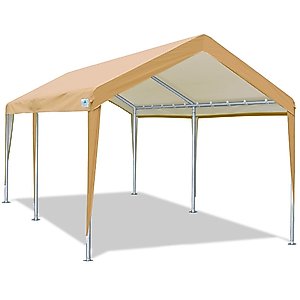 ADVANCE OUTDOOR Adjustable 10x20 ft Heavy Duty Carport Car Canopy Garage Boat Shelter Party Tent, Adjustable Height from 9.5 ft to 11 ft, Beige