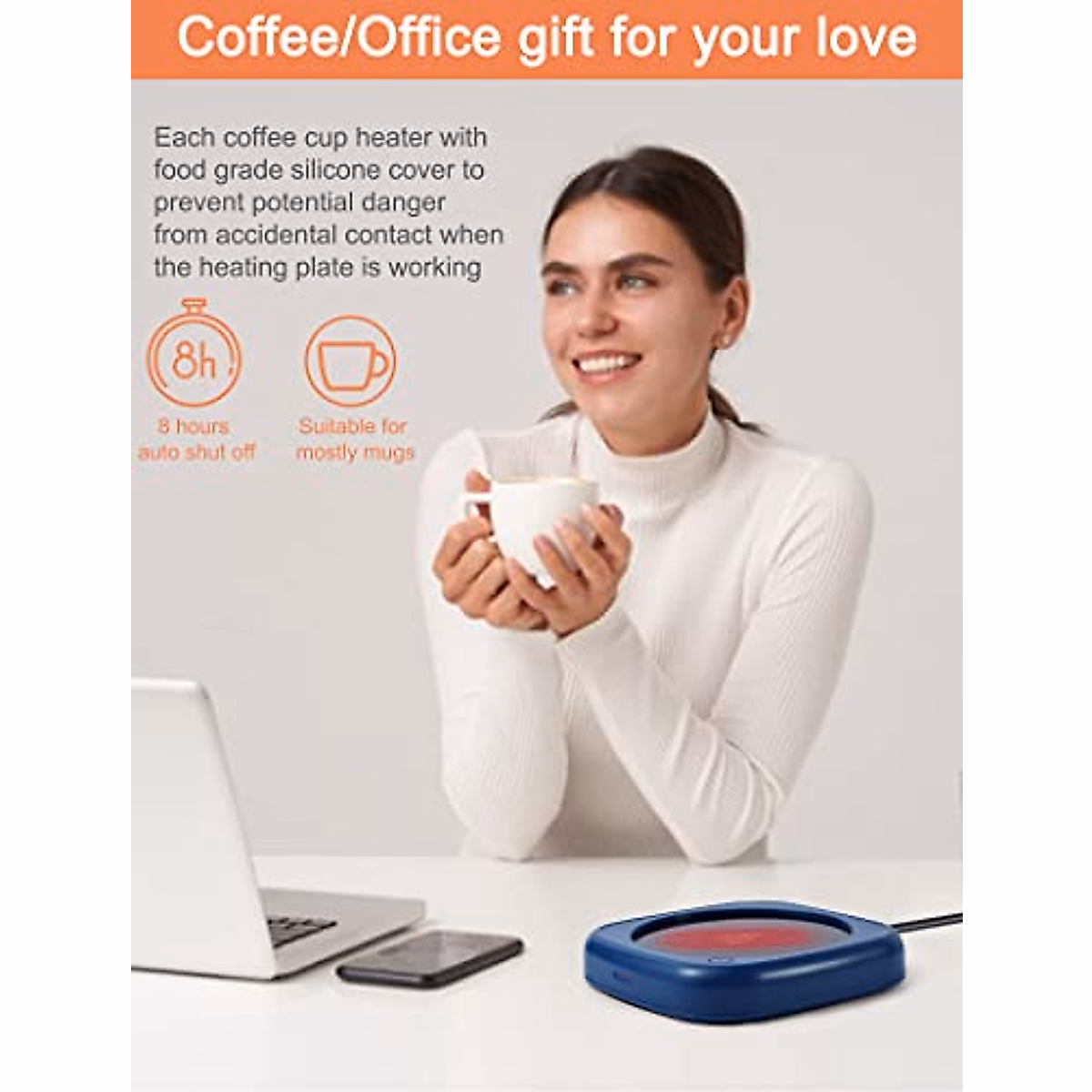 Coffee Mug Warmer - Candle Warmer Plate, Coffee Warmer for Desk with 2 Temperature Settings, Electric Coffee Cup Warmer, Auto Shut Off Tea Warmer, Beverage Warmer,Mug Heater Blue