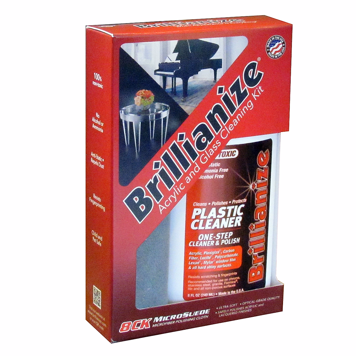 Brillianize Plastic and Glass Cleaning Kit with Microsuede Polishing Cloth