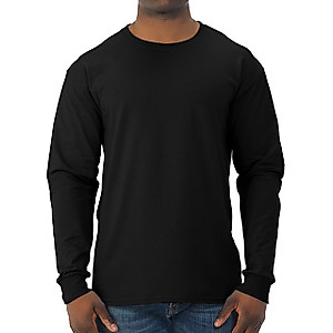 Jerzees Men's Dri-Power Cotton Blend Long Sleeve Tees, Moisture Wicking, Odor Protection, UPF 30+, Sizes S-3X, Black, Medium