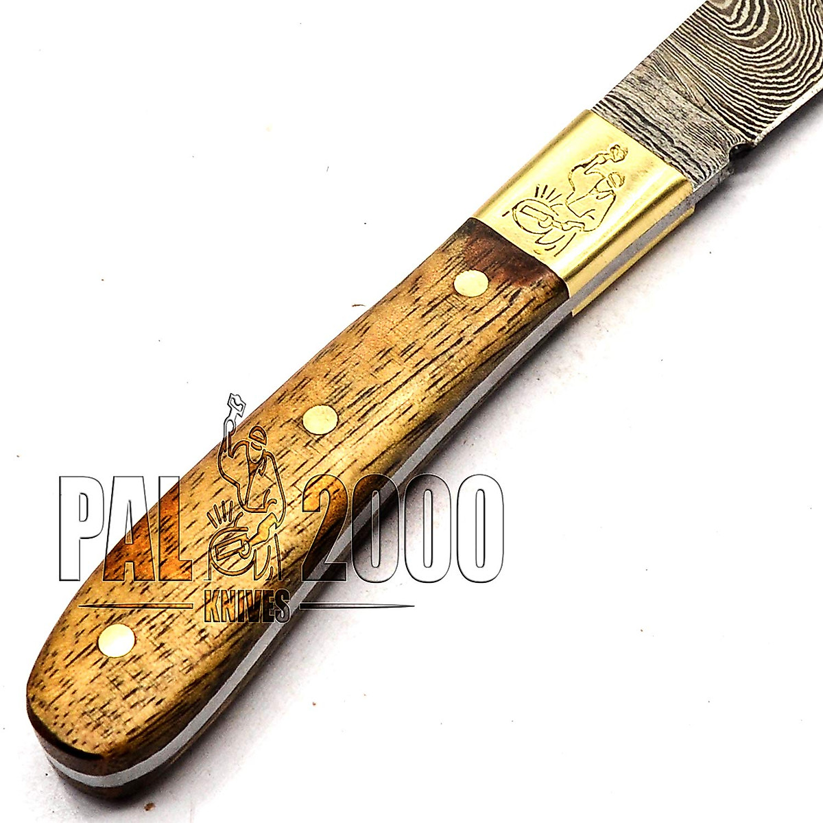 KNI-9725 Handmade Damascus Steel 9 Inch Knife Rosewood Handle With Leather Sheath