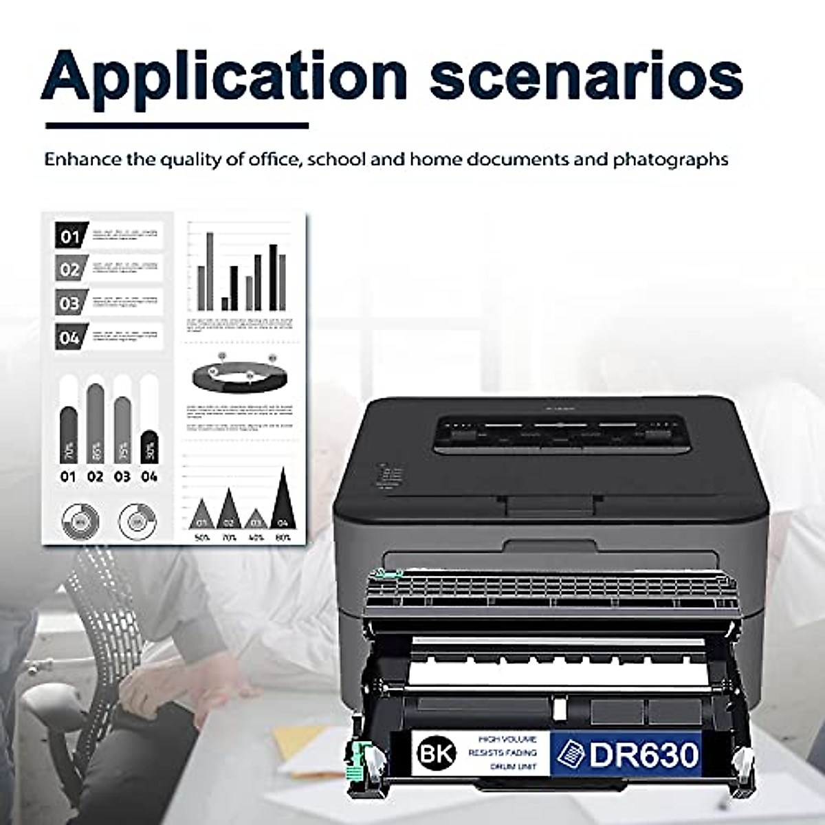 Van Enterprises High Yield 2 Pack Black DR630 DR-630 Compatible Drum Unit Replacement for Brother HL-L2300D L2305W L2315DW L2320D L2340DW L2360DW L2380DW MFC-L2680W L2720DW DCP-L2520DW Printer