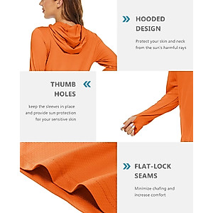 KEFITEVD Sun Hoodie Women UV Protection Sun Shirts Outdoor Cooling Performance Shirts Long Sleeve Rash Guard Lightweight Fishing Shirts Orange